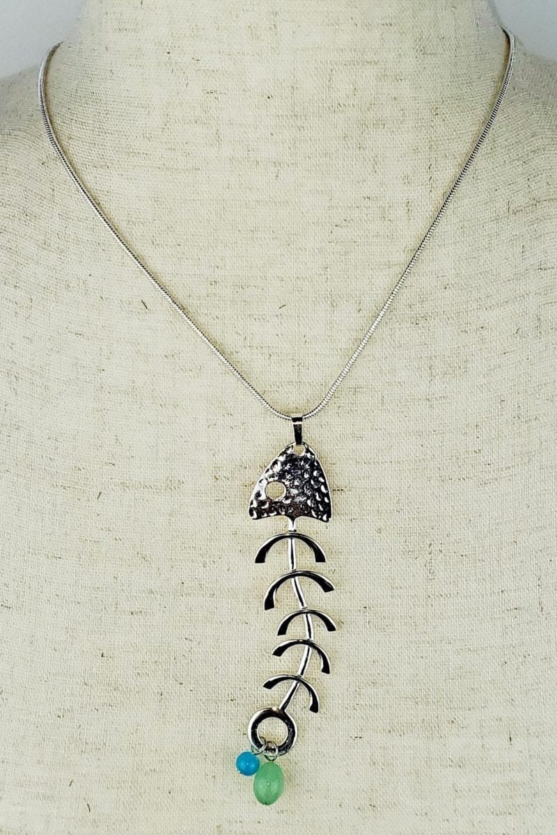 ON25 – Fish Bone And Jade Necklace – Trisha Waldron Designs